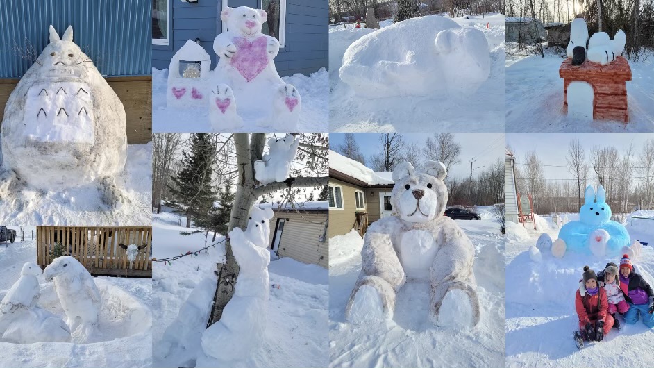 Fort Liard celebrates spring with snow sculptures