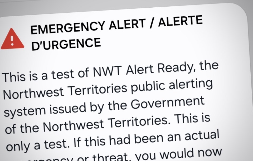 NWT testing its alert system at 1:55pm on Wednesday