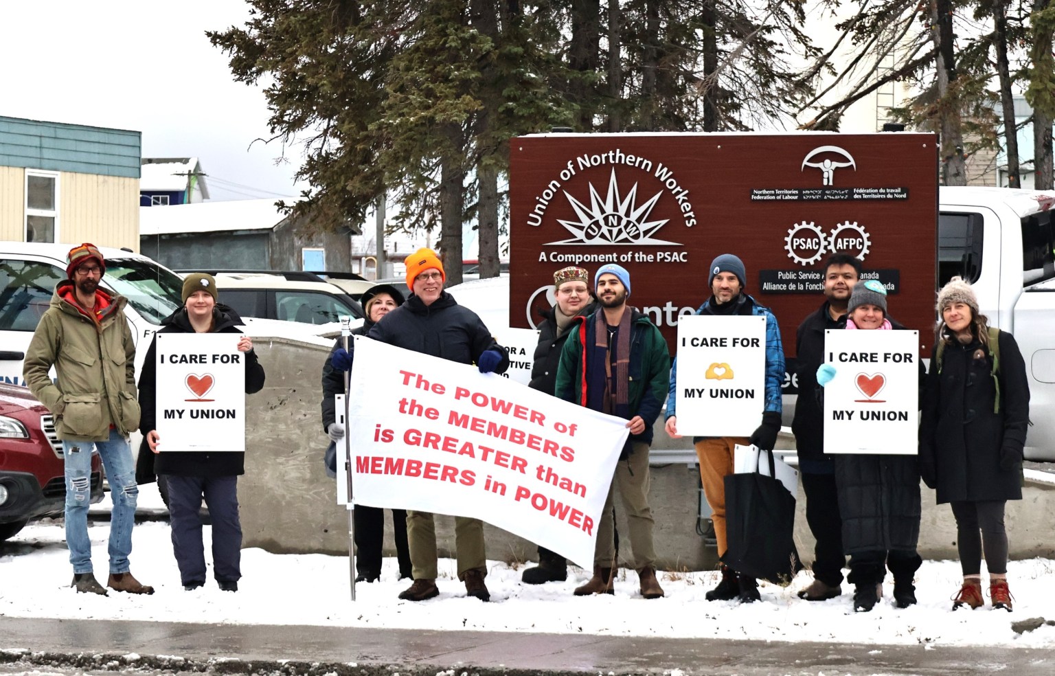 Union members gather outside HQ over accountability, transparency