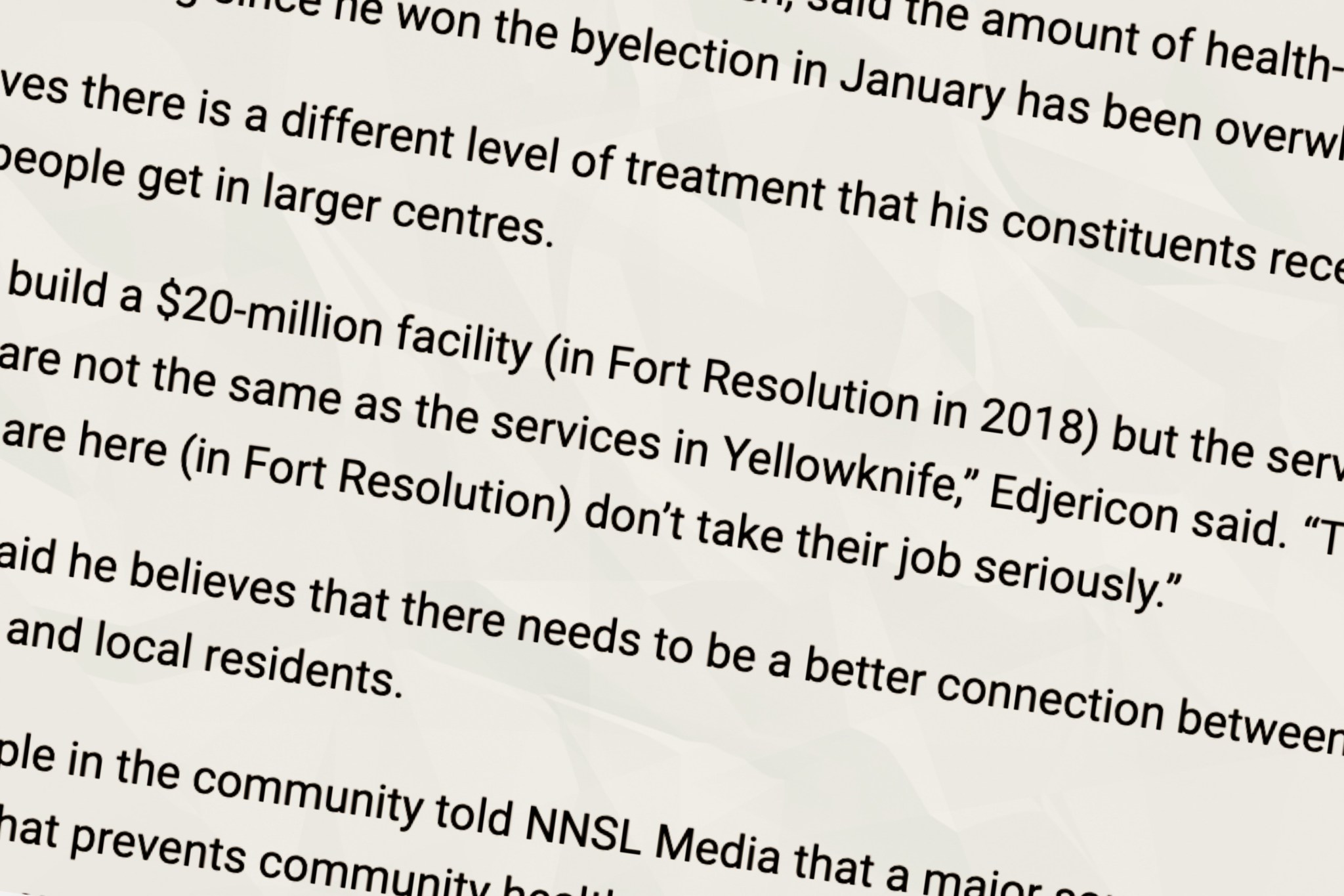 What happened when Fort Resolution healthcare hit the headlines