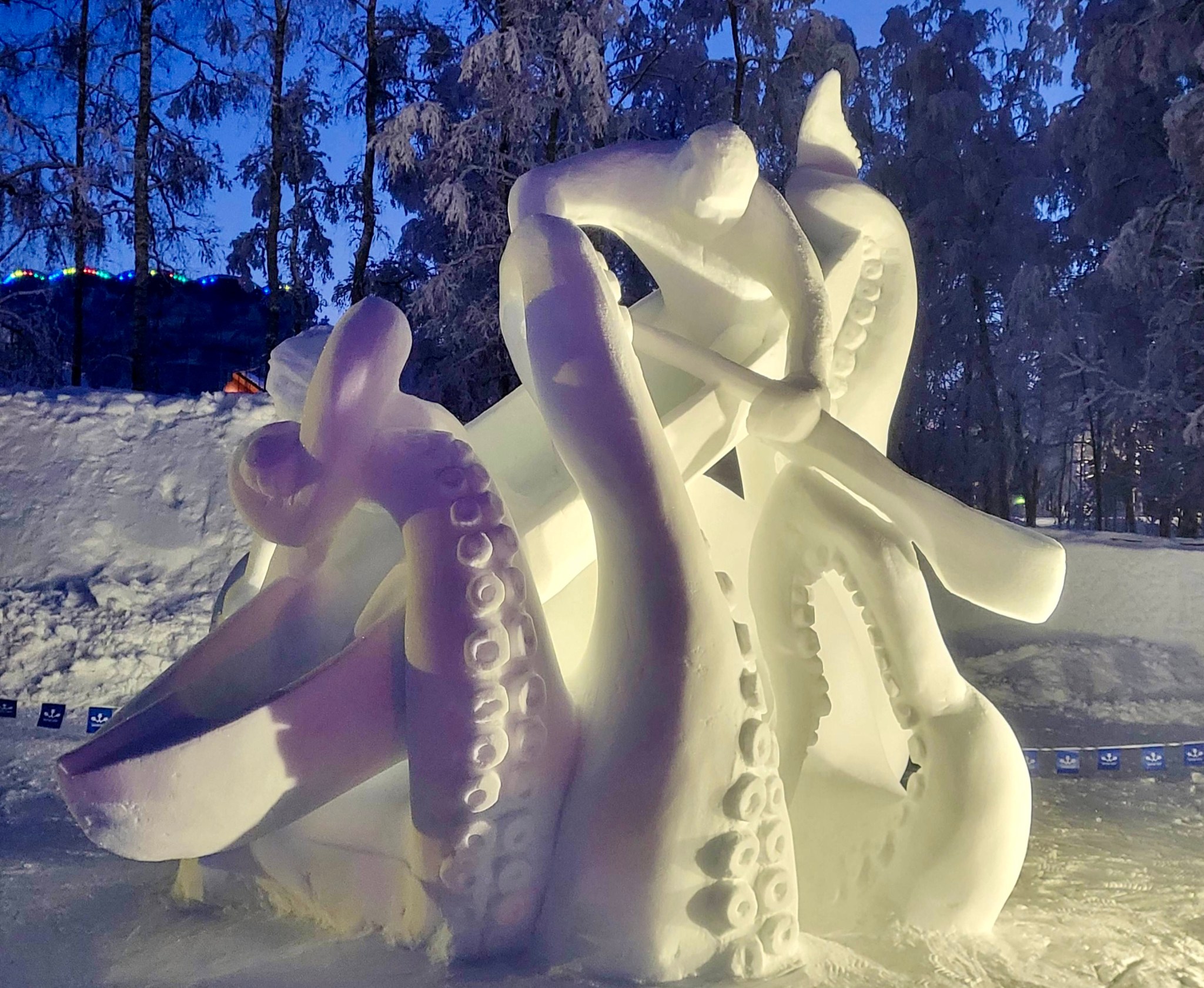 Canoeists battling octopus help NWT snow carvers win Finnish medal